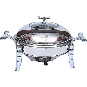 Stainless Steel Chafing Dish Fuel Holders, Round Catering Buffet Warming Container Server Tray, with Food Pan and Lid, for Party or Banquet