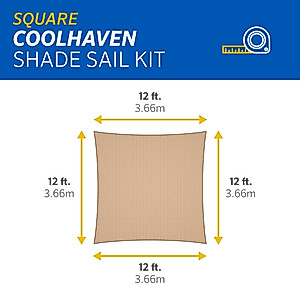12' Coolhaven Shade Sail Kit, Square - Sahara