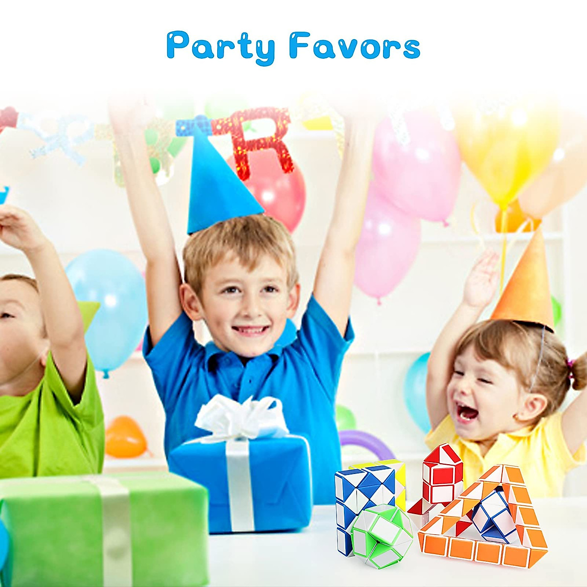 Ganowo 24 Pack Fidget Snake Cube, Mini Twist Puzzle Party Bag Fillers Bulk Toys for Kids Teens Birthday Stocking Stuffers Party Favors Supplies Goodie Bags Fillers, Random Colors