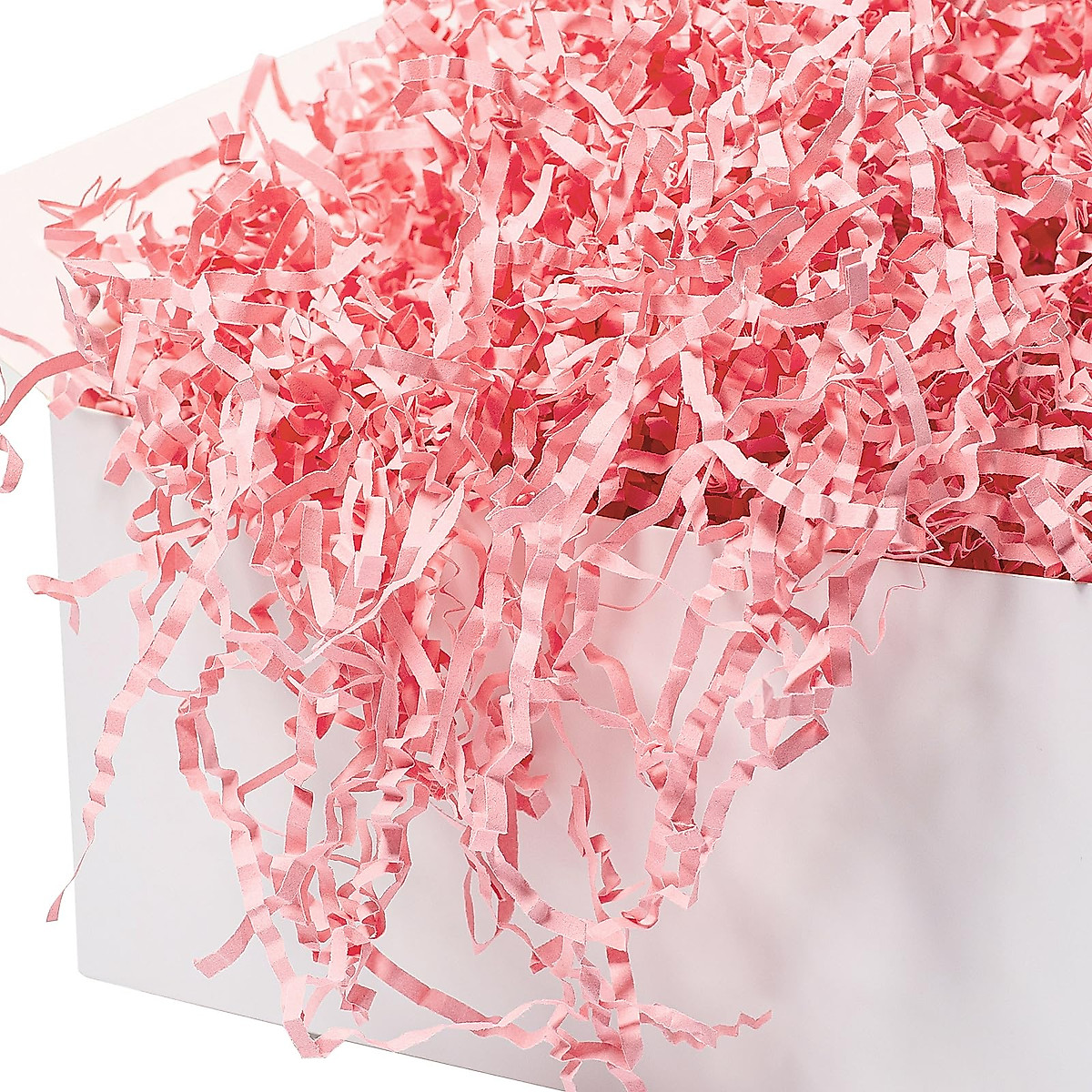 Mcfleet 1 LB Crinkle Cut Paper Shred Filler Light Pink Crinkle Paper Shredded Paper for Gift Box - Gift Basket Filler - Gift Box Stuffing for Valentine's Day Holiday Packaging Wrapping