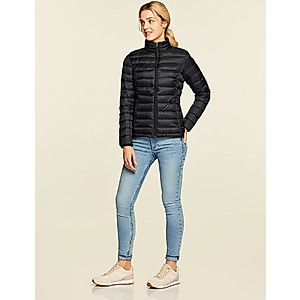 TSLA Women's Lightweight Packable Accent Puffer Jacket, Water-Resistant Winter Coat, Ascent Puff Packable Jacket Black, XX-Large