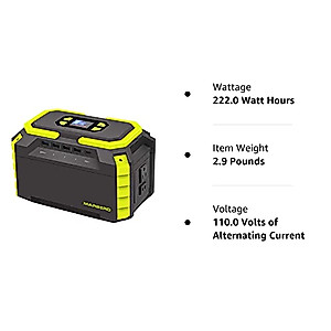 MARBERO Portable Power Station 222Wh Camping Generator Lithium Battery Power Supply with 110V/200W(Peak 300W) AC Outlet, DC Ports, USB QC 3.0 Ports LED Flashlights for CPAP Home Camping Emergency