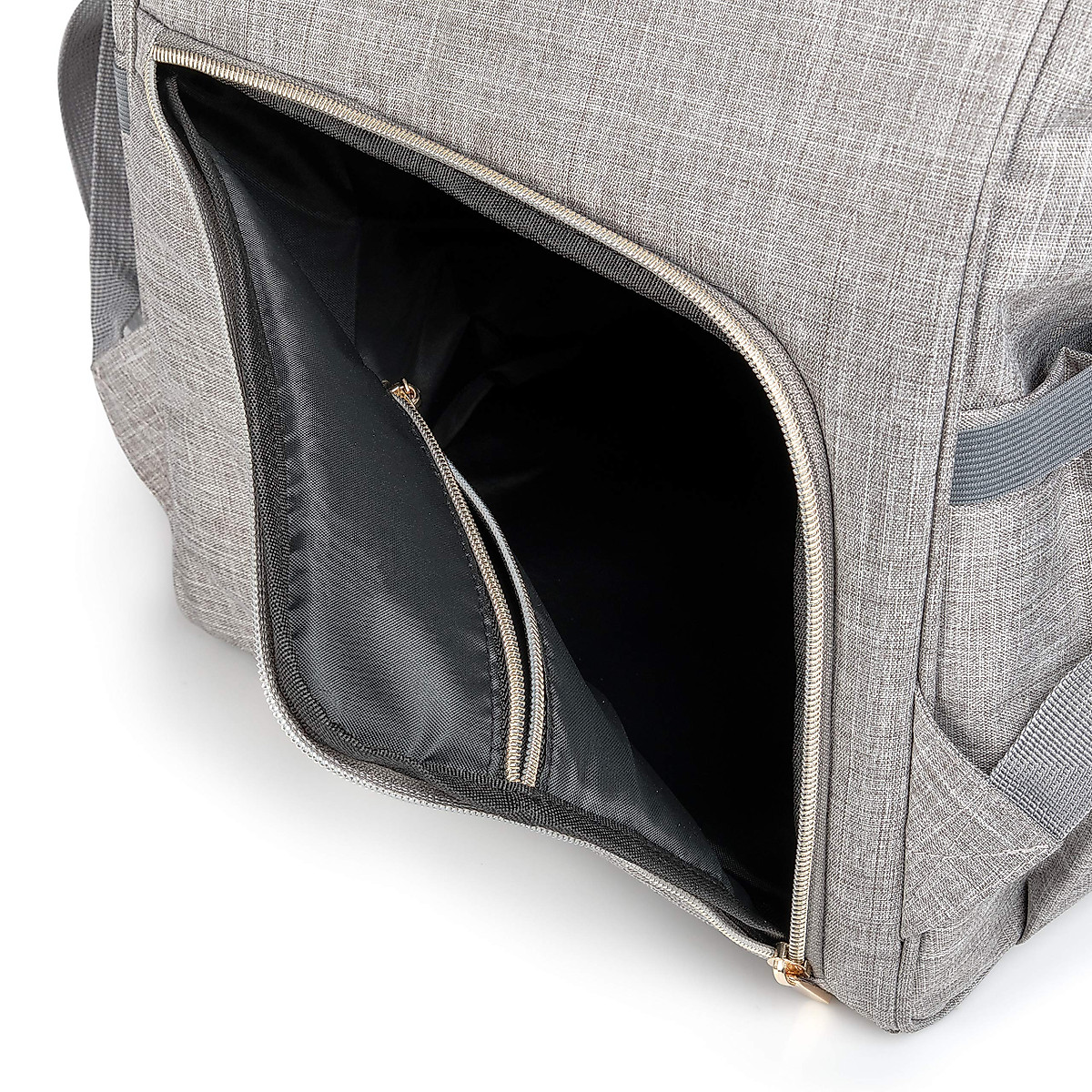 OOPSABABY Diaper Bag Backpack with Cleaning Lights; connect to juice pack or wall adapter; Designer Gray with Rose Gold Hardware Diaper Bag Organizer for Baby Boy or Girl