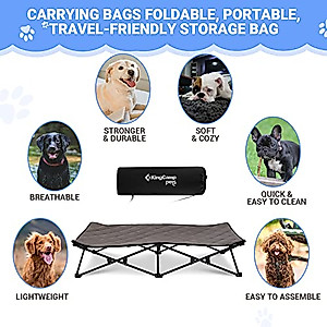 KingCamp Elevated Dog Bed Portable Raised Dog Beds Stable Folding Dog Cot Dog Camping Bed for Outdoor Travel with Washable Mesh for Small, Medium, Large Pet Weight Up to 110lbs with Carry Bag