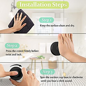 Towel Hooks (Black Matt) for Bathroom - Heavy Duty Shower Suction Hooks for Door Windows Tile Glass Kitchen Bathroom Hooks for Towel Loofah Utensils - 2 Packs Shower Towel Hook B: Black Matte