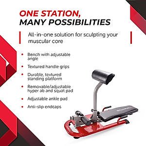 Stamina X 4-in-1 Fitness Bench - Adjustable Weight and Foldable Exercise Bench Roman Chair with Smart Workout App - Up to 250 lbs Weight Capacity