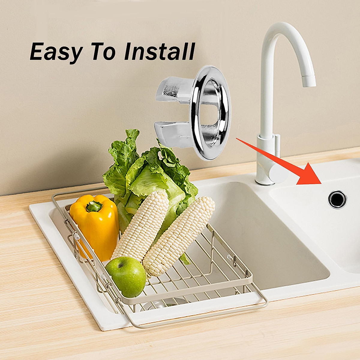 Alovexiong 6 Pack Bathroom Basin Sink Round Hole Trim Chrome Overflow Cover Rings Hole Insert in Cap Hollow Ring Triangle for Hole Diameter Replacement Ceramic Pots for Home,Sink,Bathroom,Kitchen