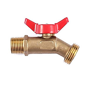 LitOrange 1 PCS Heavy Duty Brass Hose 90 Degree Elbow Stop Valve Hose Bibb Boiler Drain 3/4" Male NPT Inlet ×3/4" Male GHT Threaded Garden Hose Connector Adapter Water Shut-Off Valve Faucet