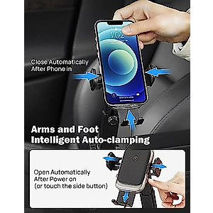 JOYTUTUS Wireless Car Charger, 15W Car Phone Holder Mount Wireless Charging, Smart Alignment Charging Auto Clamping Cup Holder Phone Mount, Fit iPhone 14/13/12 pro/12, Samsung S22/S10/S9/S8, etc