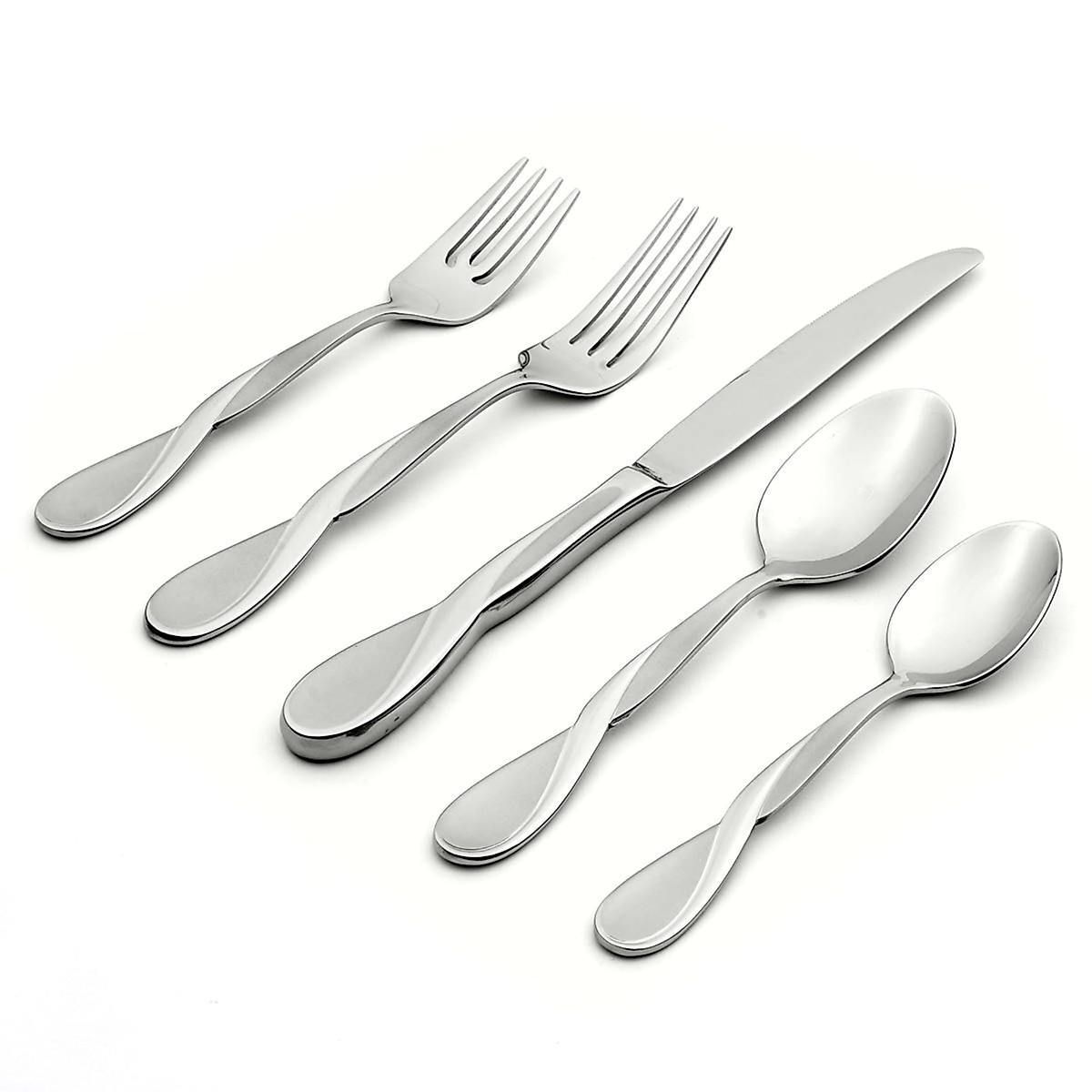 Oneida Satin Aquarius 5 Piece Fine Flatware Set, Service for 1 18/10 Stainless Steel, Silver
