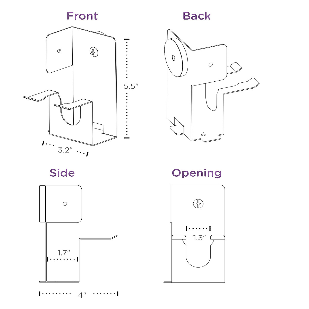 Carstens Barcode Scanner Mount, Magnetic Grip Barcode Scanner Holster, Steel, White