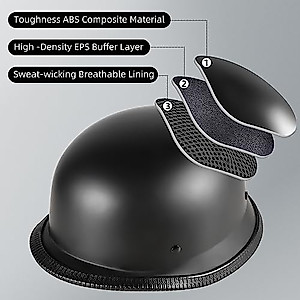 German Style Motorcycle Helmet, Thin Skull Cap Half Helmet for Adult Men Women, Novelty DOT Half Shell Helmet, Retro Half Face Helmet for Cruiser Scooter Chopper, DOT Approved (Matte Black, X-Large)