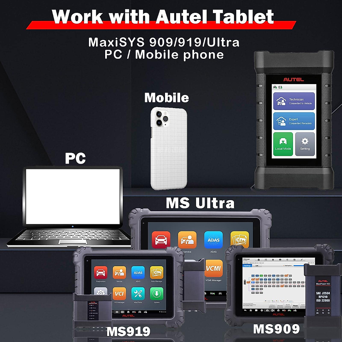 Autel VCI MaxiFlash Xlink J2534 Reprogramming Tool Expert-Driven Remote Diagnostic Tool Supports DoIP/CAN/CAN FD/D-PDU/J2534/RP1210 Work with Autel MaxiSYS Ultra MS919 MS909 PC and Mobile Phone