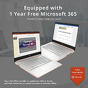 HP 2022 Stream 14" HD BrightView Laptop, Intel Celeron N4120, 8GB RAM, 320GB Storage(64GB eMMC+256GB Micro SD), Intel HD Graphics, 720p Webcam, 1 Year Office 365, Rose Gold, Win 11