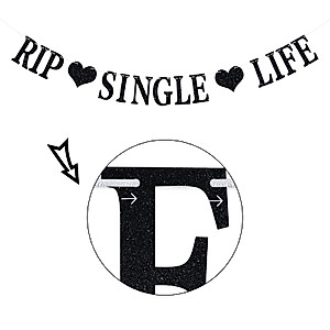 Rip Single Life Banner, Bride or Groom to Be, From Miss to Mrs, Tomorrow We Do, Glittery Funny Rude Bachelorette Party Decorations Supplies
