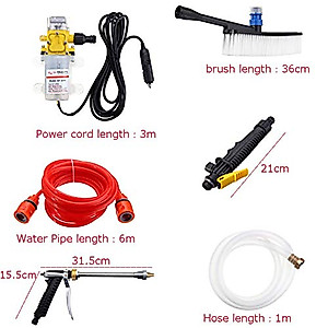 Portable Smart Electric High Pressure Washer Pump 100W 160 PSI 12V High Pressure Power Wash Kit for Home, Car, Garden, Project
