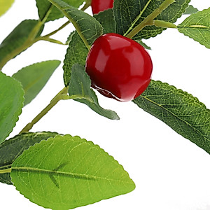 Gresorth 20" Artificial Red Apple Tree Fake House Green Plant Fruit Decoration with Plastic Pot Realistic Leaves for Home Table Office Garden Indoor Outdoor