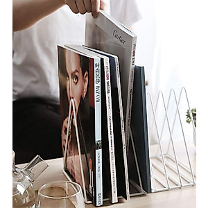 Sooyee 9 Slot White Magazine Holder,Desktop File Sorter Organizer Triangle Bookshelf Decor Home Office