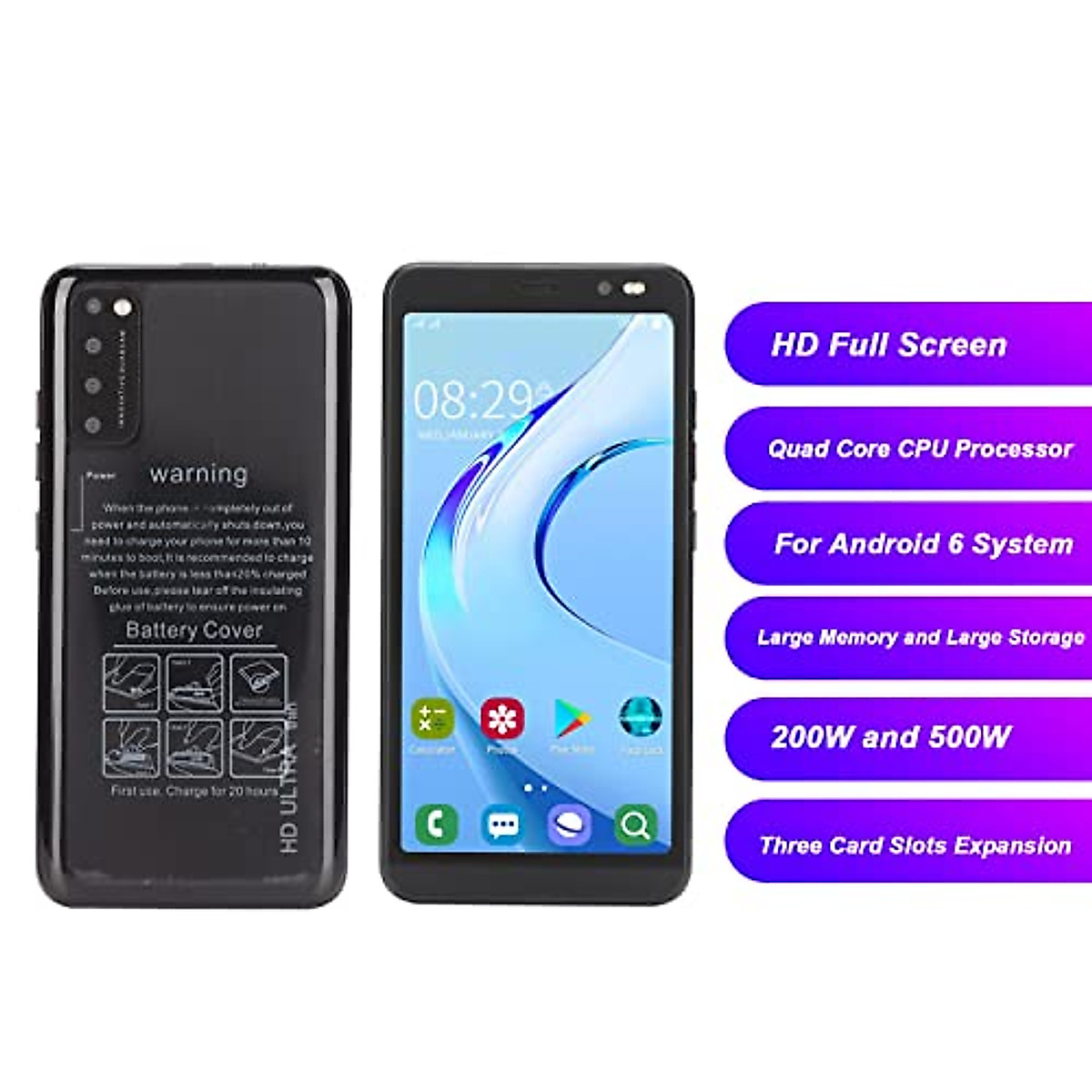 ASHATA Rino4 Pro Unlocked Phone, 5.45inch HD Full Screen Face Recognition Smartphone, RAM 2GB ROM 32GB, Dual SIM Dual Standby, Ultrathin Gaming Cell Phone for Android 6(Black)