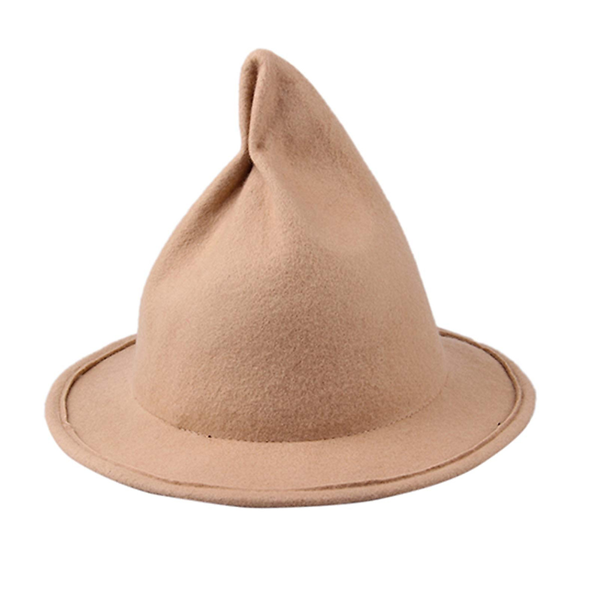 DANTIYA Women's Wool Felt Candy Colored Sharp Pointed Witch Hat for Halloween Party and Daily Khaki