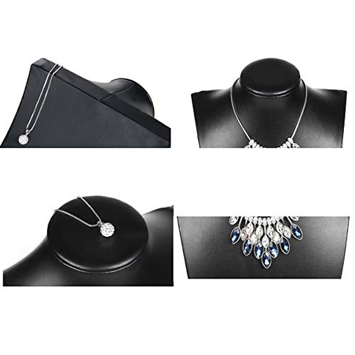 Homeanda Black PU leather Jewelry Jewellery Stand Necklace Pendant Chain Jewelry Bust Display Holder Photograph Prop for Necklace (11.4" x6.7, Polyurethane-Black)