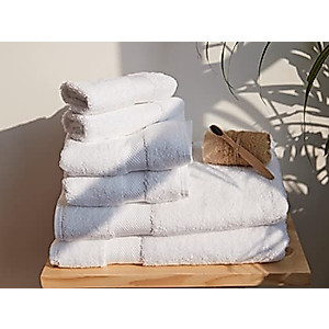 100% Organic Cotton Luxury Towel Set,6 Piece,700 GSM,Ultra Soft,High Absorbant,Bathroom,Hotel,Spa,GOTS Certified,Fair Trade Certified,2 Bath Towels 30x54,2 Hand Towels 20x30,2 Wash Cloths 13x13,White