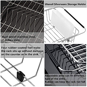 SANNO Kitchen Sink Grate Stainless Steel Sink Protector for Kitchen Sink Dish Drying Rack, Expandable Dish Drainer