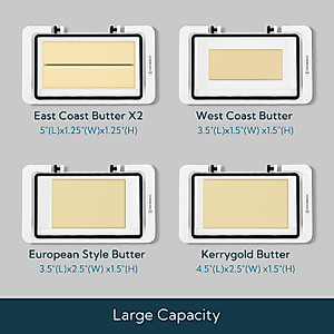 KITCHENDAO Airtight Flip-Top Butter Dish with Lid for Countertop and Refrigerator, Butter Keeper, Plastic Butter Holder Tray for 2 Sticks East Coast/West Coast/European Style/ Kerrygold Butter