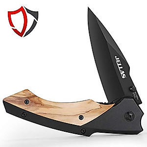 Pocket Folding Knife Bearing Knives with Safety Liner Lock for Men with Olive Wood Handle for Camping Hunting Survival Indoor and Outdoor Activities, Best Unique Gifts for Men and Woman, KN02-SD