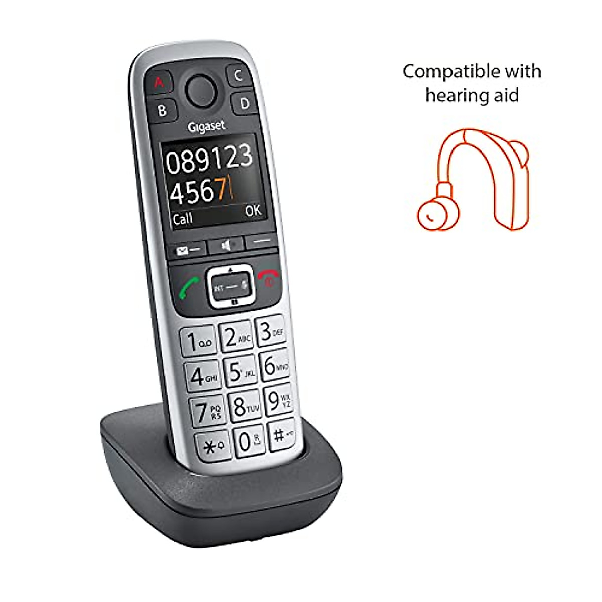 Gigaset E560A Duo – Two Cordless Phones, Made in Germany - SOS-Function, Answering Machine, 2 Handsets, Extra Large Keys and Loud Volume (Platinum, Pack of 2)