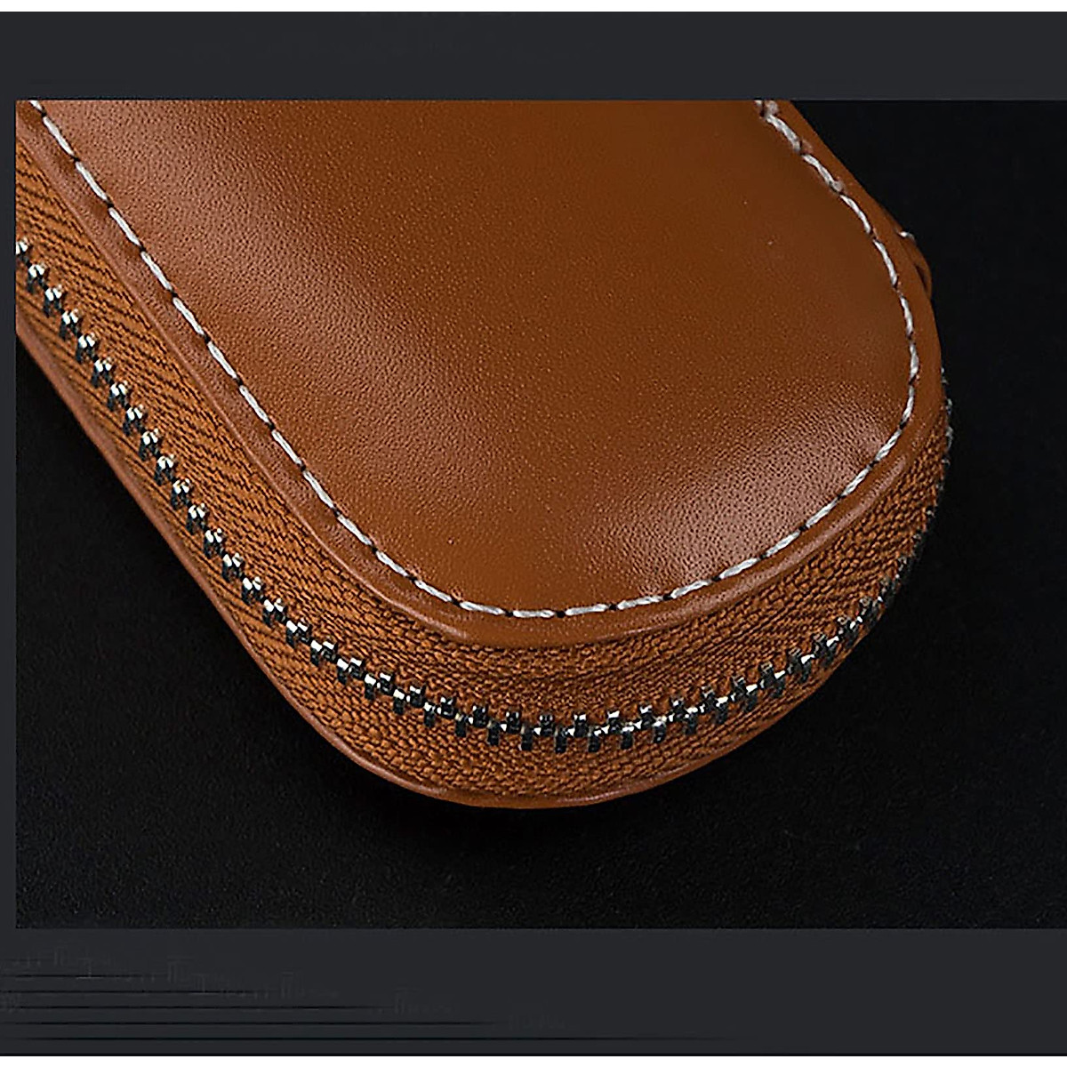 Acrecean Leather Car Key Case, Car Smart Key Chain Protector for Car Key Case Holder with Metal Hook, Car Remote Case with Zipper