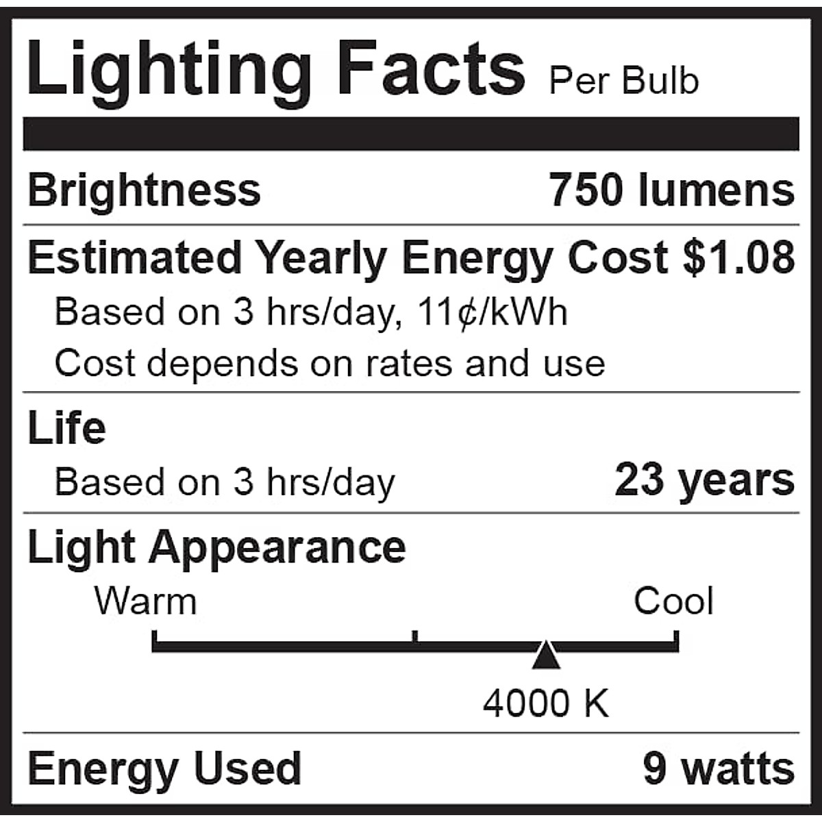 Bioluz LED 60 Watt LED Light Bulbs 4000K Cool White 9 Watts = 60W Non-Dimmable A19 LED Light Bulbs 6 Pack