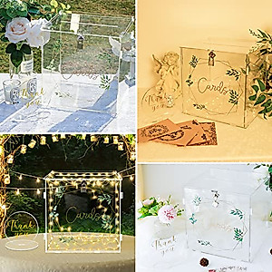 AerWo Acrylic Wedding Card Box for Wedding Reception, Clear Gift Card Box with Lock, Wedding Money Boxes Acrylic Card Box for Party Anniversary Graduation Birthday Baby Shower Decorations