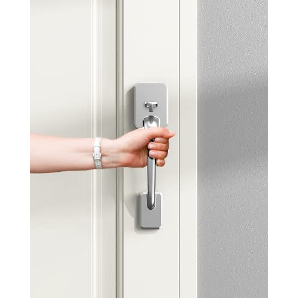Front Door Handle Sets Single Cylinder, Entry Door Handle with Reversible Lever for Left/Right Handed, Inactive Door Front Door Hardware, Interior/Exterior Entrance Passage Door Handle-Satin Nickel