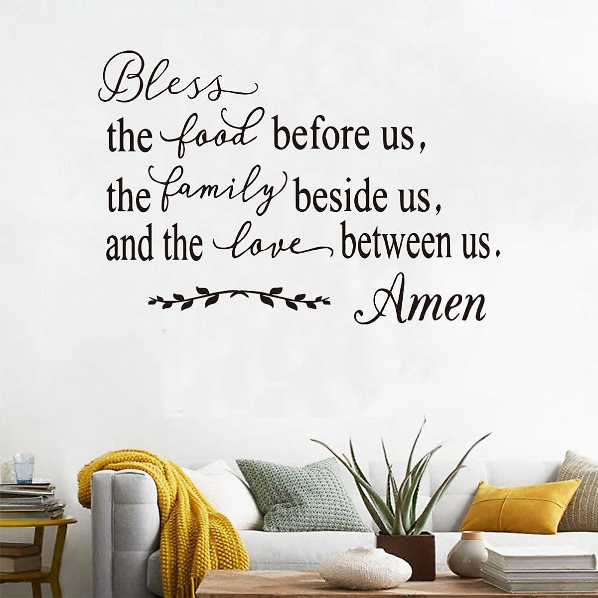 Summerjokes Bless The Food Before us, The Family Beside us, and The Love Between us Funny Inspiring Wall Sticker Decal Vinyl Sticker, Faith Family Living Room Kitchen Bedroom Photo Wall Art Wall Decoration