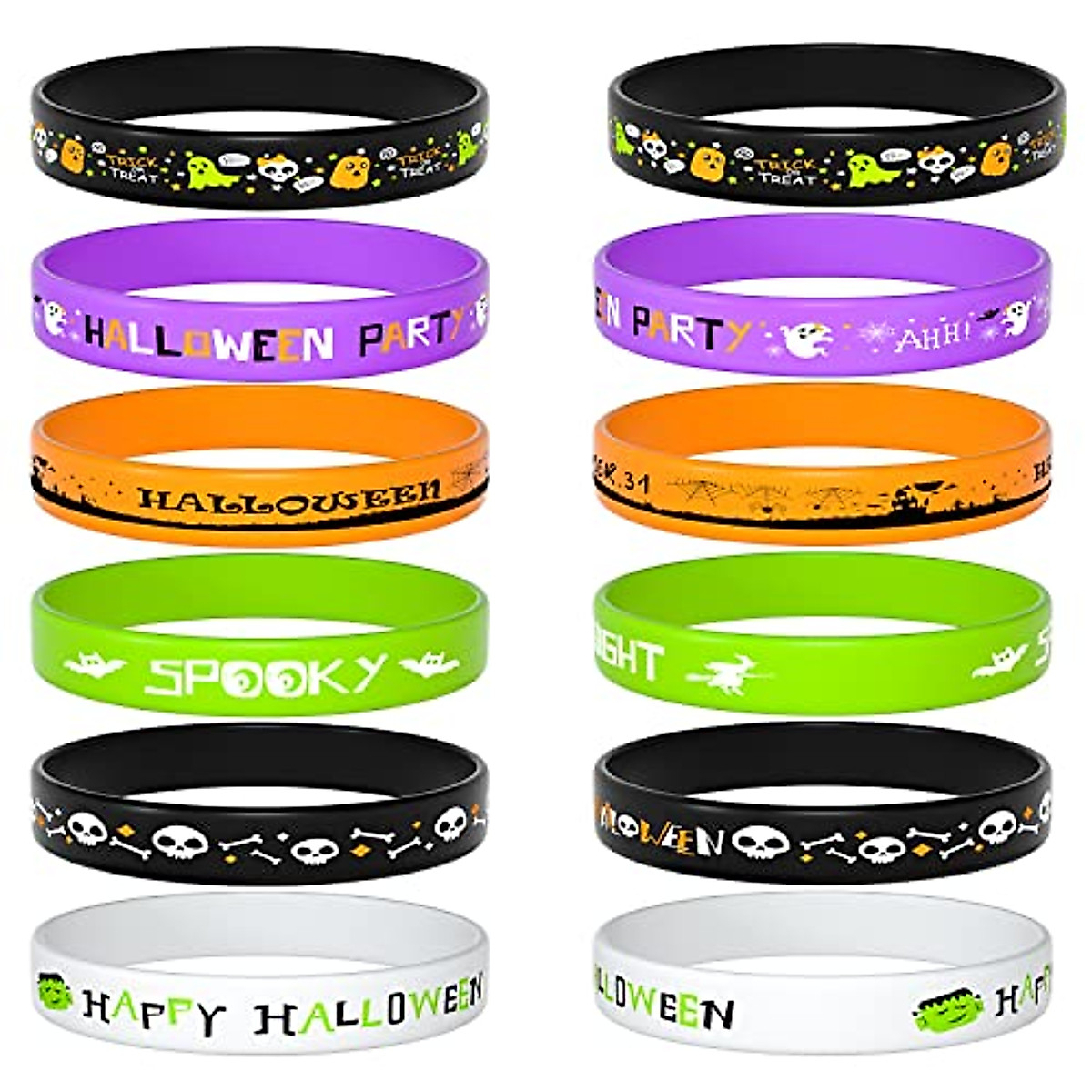 FEPITO 36Pcs Halloween Silicone Wristbands Halloween Party Goodie Bag Filler Trick or Treat Gifts, 6 Styles