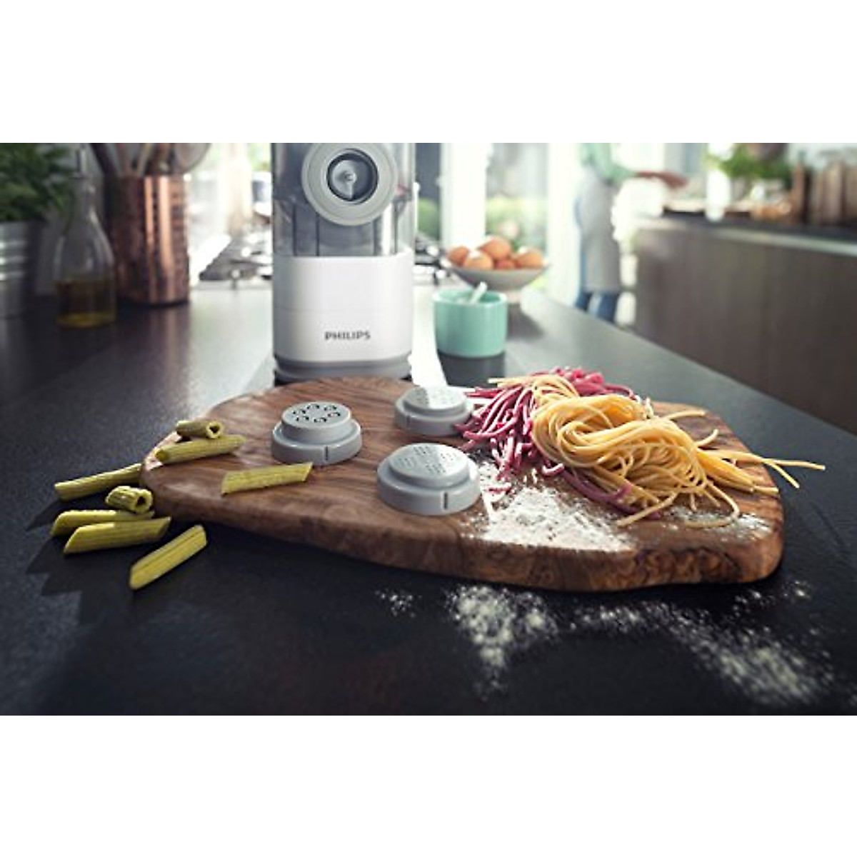 Philips Compact Pasta and Noodle Maker with 3 Interchangeable Pasta Shape Plates - White - HR2370/05