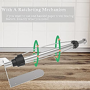 Paper Towel Holder Under Cabinet Brushed Nickel Wall Mounted Hanging Paper Towel Holders Under Counter Paper Rack with Ratcheting for Kitchen Bathroom Rv Silver Mounted Vertically Or Horizontally