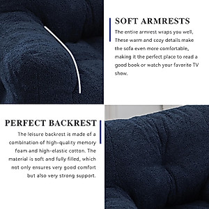 FOXHUNTER Bean Bag Chair for Adults, Bean Bag Sofa with Tufted Soft Stuffed Filling, Fluffy and Lazy Sofa Comfy Chair BeanBag Chairs with Memory Foam for Dorm Livingroom Apartment, Teddy Blue