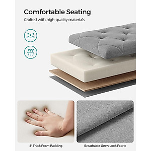 SONGMICS Storage Ottoman Bench, Bench with Storage, for Entryway, Bedroom, Living Room, Light Gray ULSF068G02
