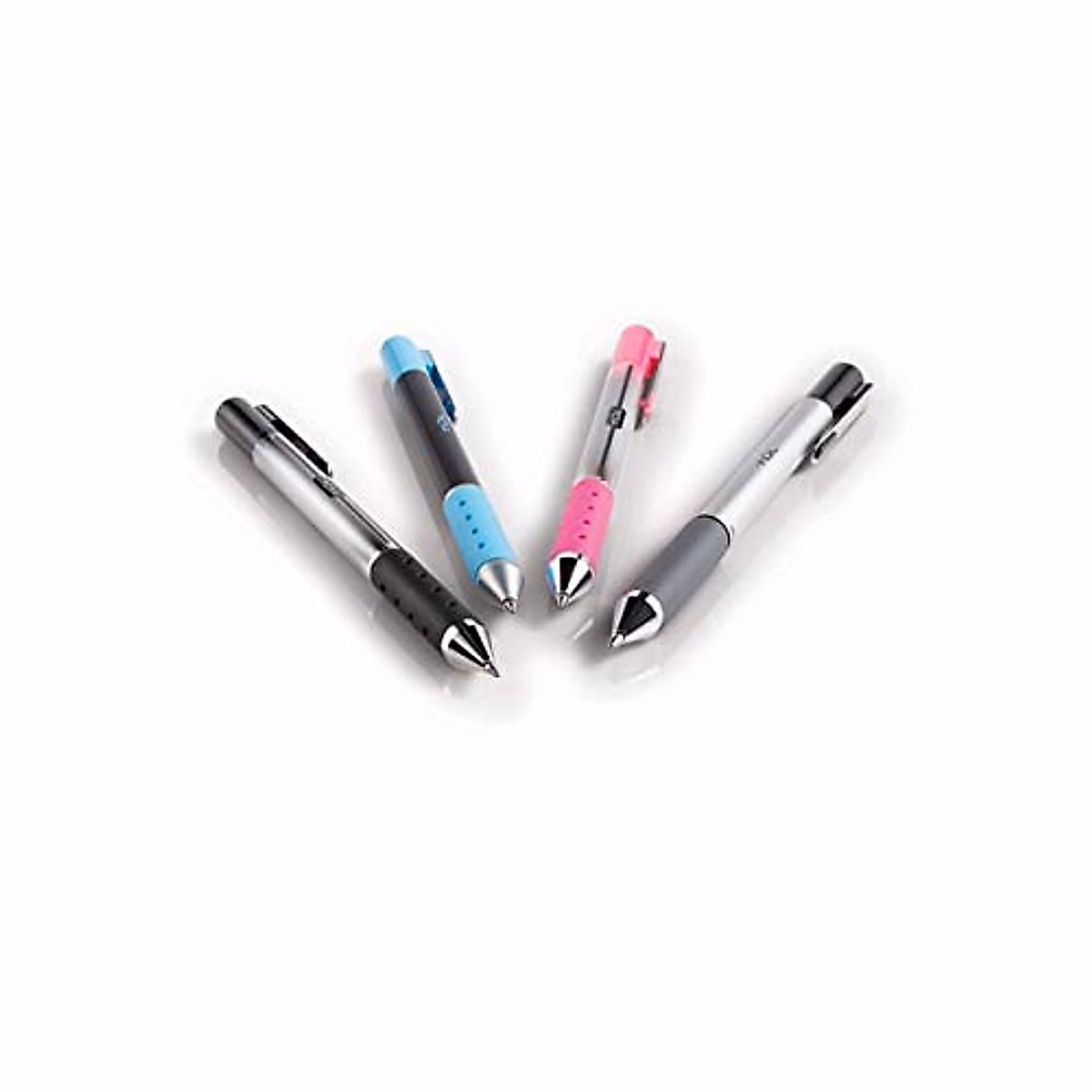 TUL BP3 Ballpoint, Retractable, Fine Point, 0.8 mm, Silver Barrel, Black Ink, Pack of 4