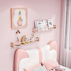 Esonal Floating Nursery Book Shelves Natural Wood 36 Inch Wall Mounted Floating Shelf for Room Cosmetic Storage Shelves Bathroom Storage Shelves Display Shelf Set of 2