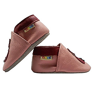 YALION Leather Baby Toddlers Moccasins Infants Crawler First Walker Pre-Walker Shoes Cartoon Fox (Pink,12-18 Months)