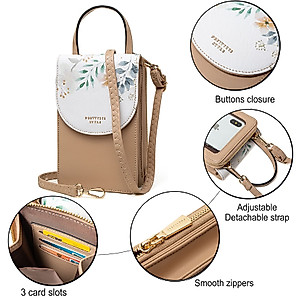 Skyearman Crossbody Cellphone Purse with Handle Womens Touch Screen Phone Bag Small Shoulder Purse for iPhone 1212 MiniXXR (Khaki)