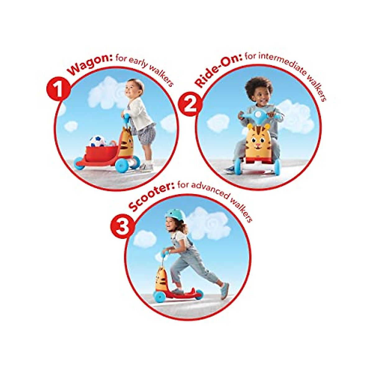 Skip Hop 3-in-1 Baby Activity Push Walker to Toddler Scooter, Daniel Tiger