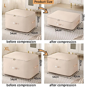 Ultra Space Saving Self Compression Organizer, Heavy Duty Moving Bags, Storage Tote for Space Saving, Self Compression Moving Large Capacity Organizer Bag for Comforters (Grey, XL (54 * 42 * 60CM))