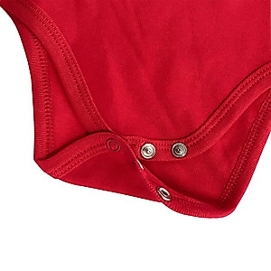 DEFAHN Baby Girl Bell Sleeve Bodysuit Red Onsies Cotton Ruffle Romper Infant Clothes Outfit 0-24 Months (Red, 0-3 Months)