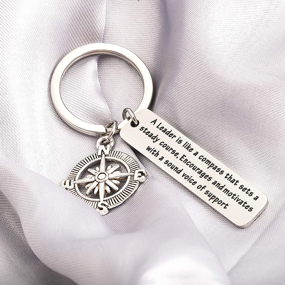 FOTAP Boss Gift A Leader Is Like A Compass That Sets A Steady Course,Encourages And Motivates With A Sound Voice Of Support Keychain Appreciation Gift for Supervisor, Mentor (Leader Keychain)