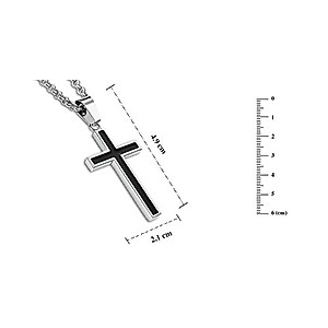 Honeystore Unisex Titanium Steel Rolo Chain Crucifix Cross Pendant Easter Prayer Necklace Length 20.86 inches