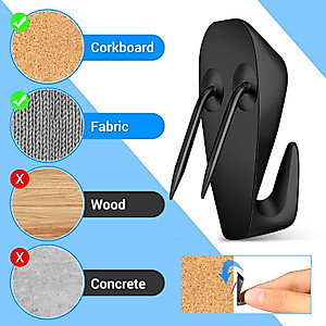Fabric Panel Wall Hooks Cubicle Wall Hooks Cubicle Clips Cubicle Coat Hook Cubicle Picture Hangers for 40 Lbs Office Home Kitchen Room Board Hanging Supplies(Black,10 Pieces)